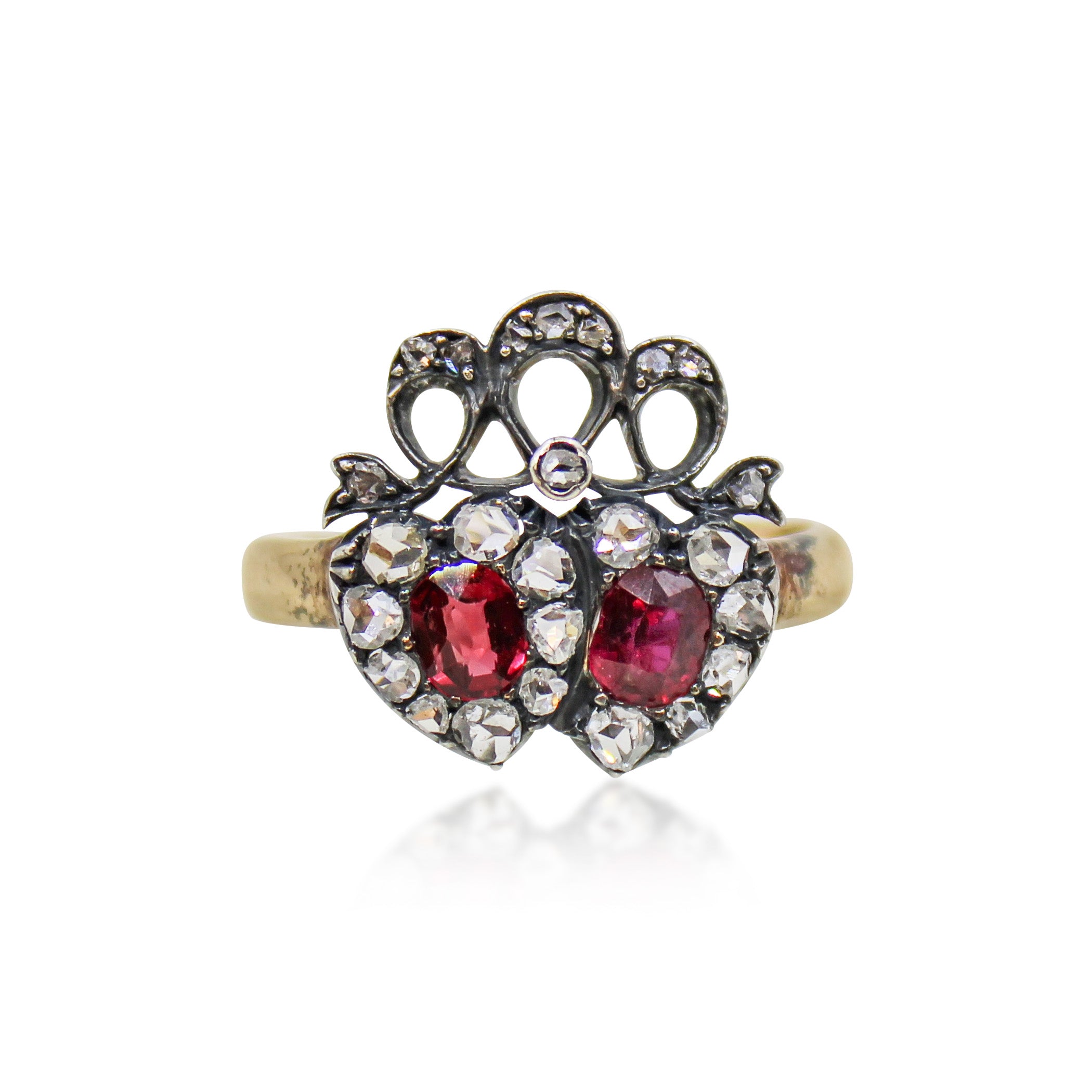 Antique 19th Century Ruby and Diamond Twin Heart Ring – Fenton