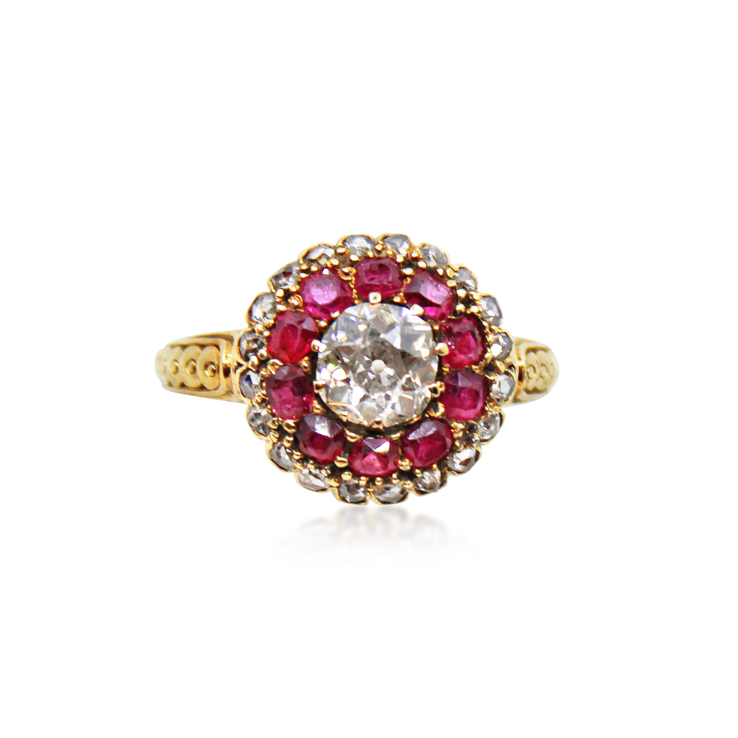 Antique 19th Century Ruby and Diamond Cluster Ring – Fenton