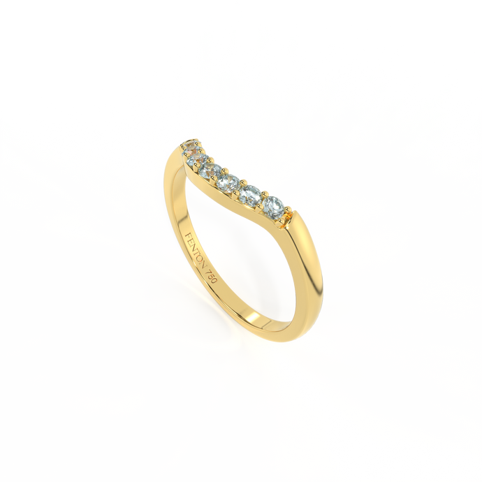 Treasure Box The Curved Band, Aquamarine, 18K Yellow Gold – Fenton