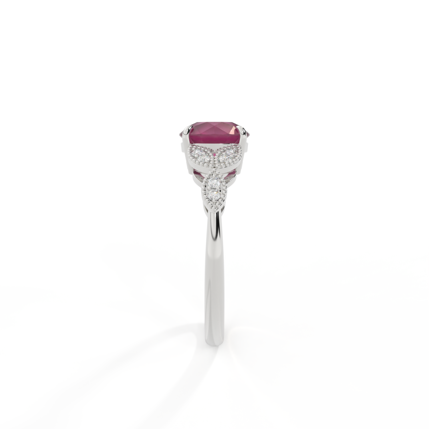 Fenton - Floral Round Ruby Platinum Ring