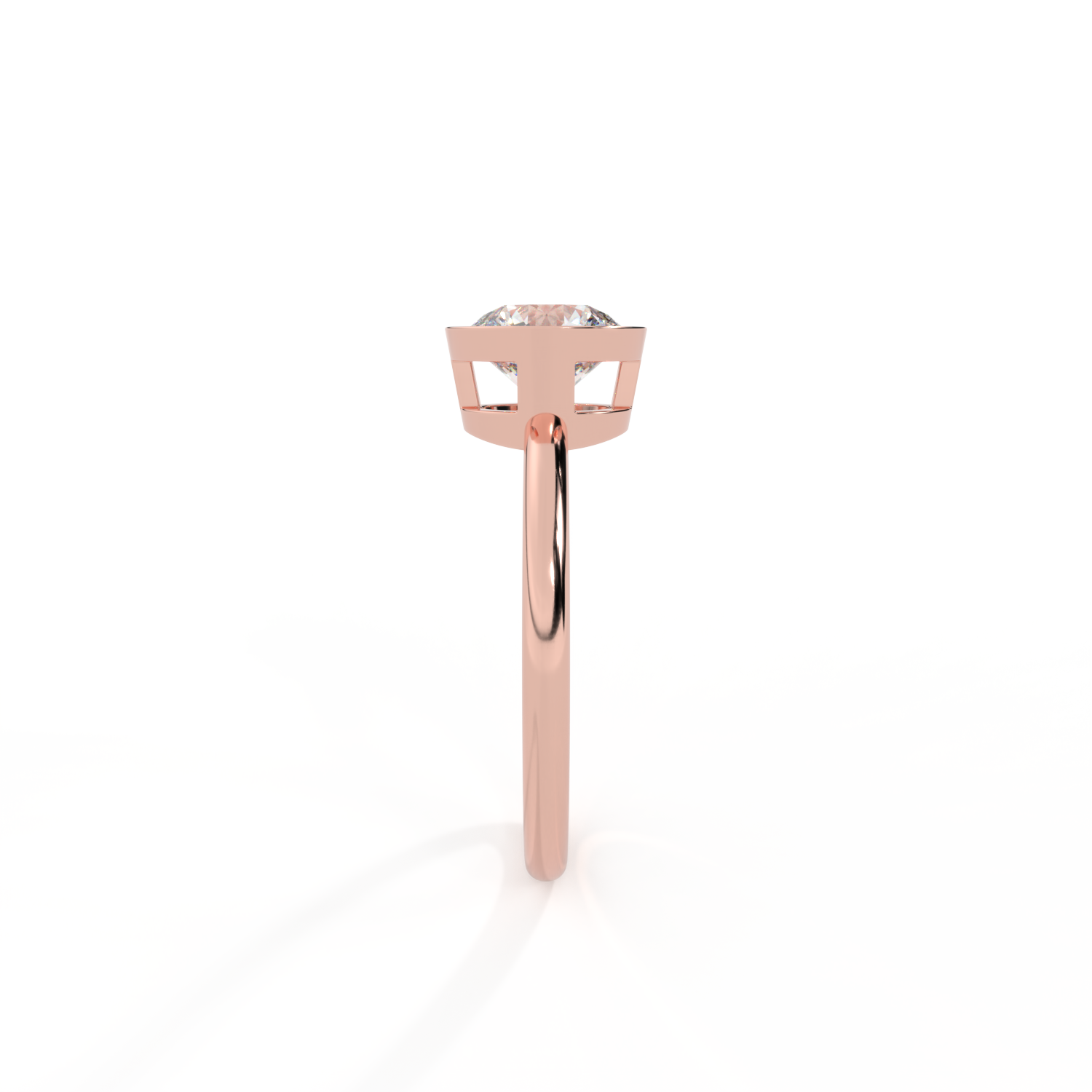 Lab Grown Diamond Bezel Round Cut 18k Rose Gold Ring – Fenton