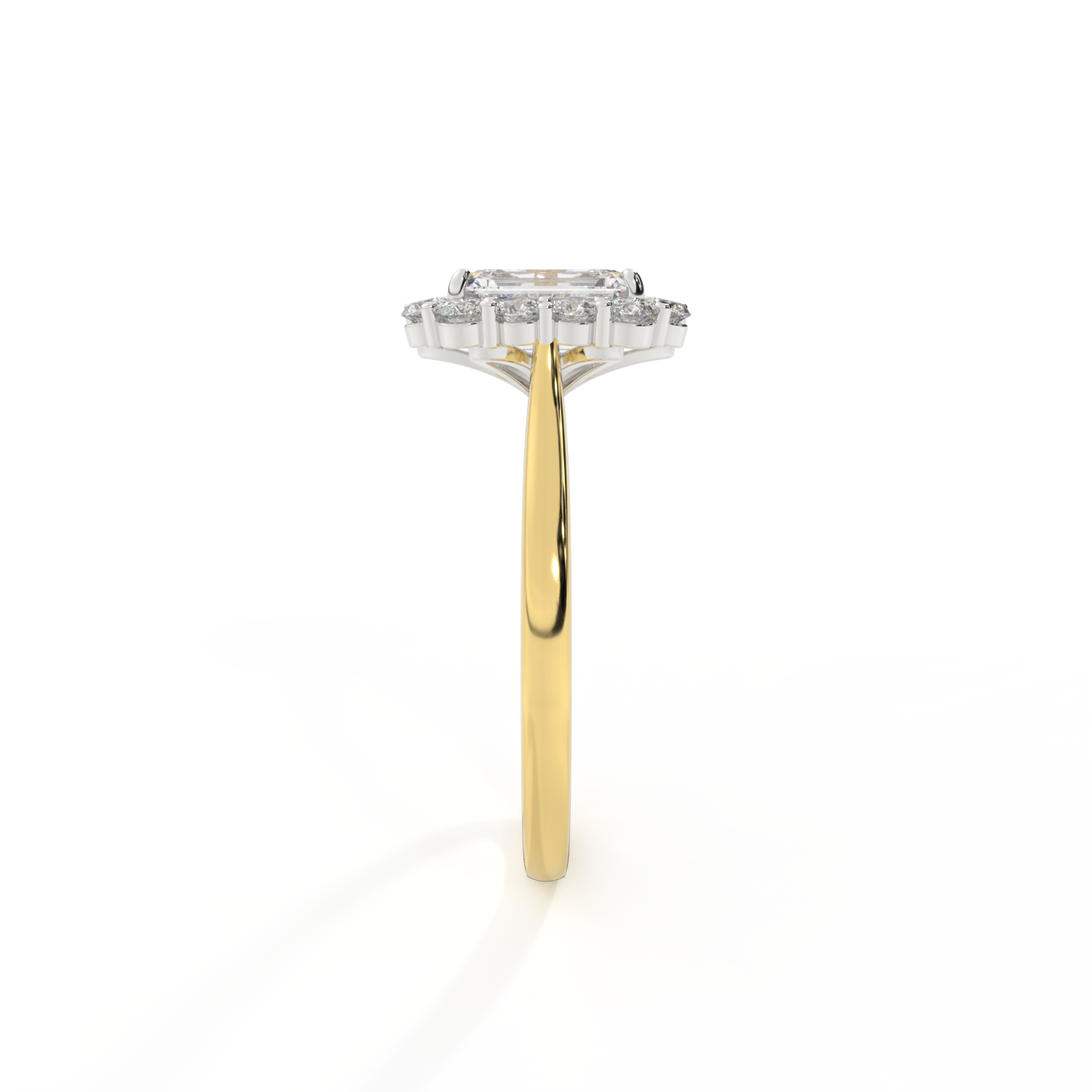 Lab Grown Solar Diamond Mayfair Emerald Cut Diamond 18k Yellow Gold Ri ...