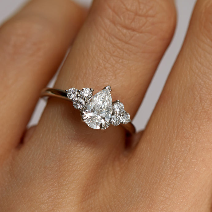 Lab Grown Solar Diamond Trefoil Round Cut Diamond and Aquamarine Plati ...