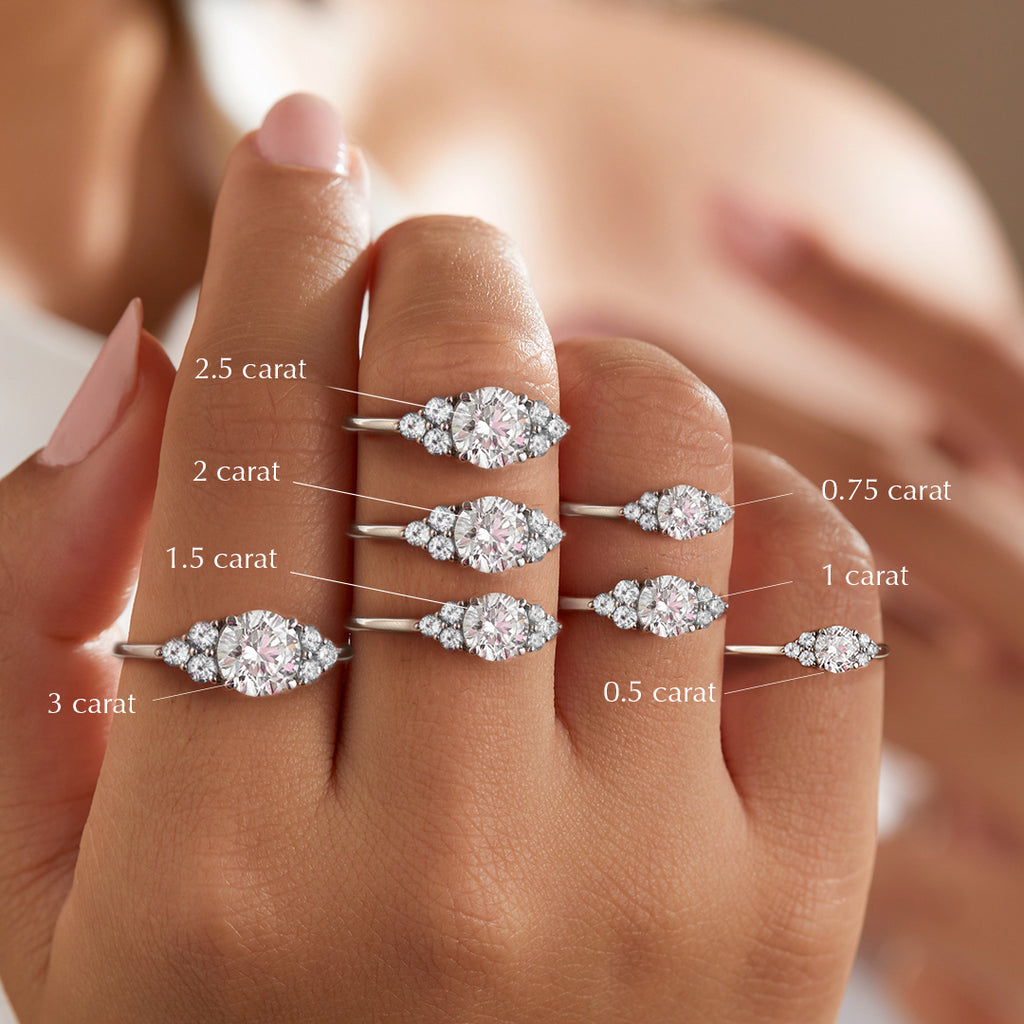 Lab Grown Solar Diamond Trefoil Round Cut Diamond and Aquamarine Plati ...